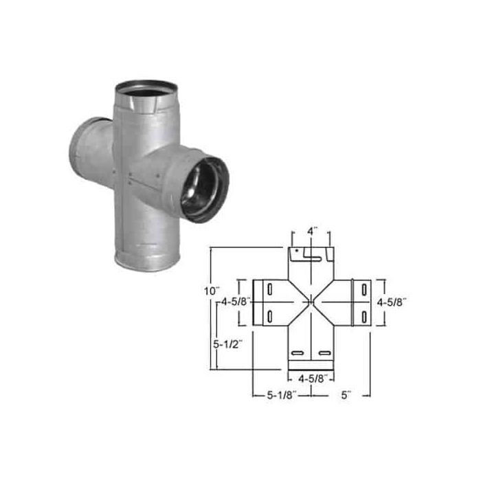 4PVP-DBT1 4" Pellet Vent Pipe, Double Tee – Hearth Doctor